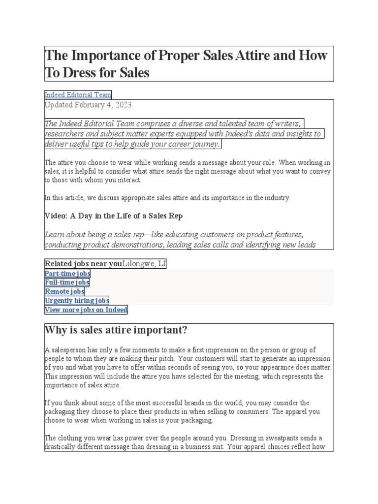 The Importance of Proper Sales Attire and How To Dress For Sales | PDF ...