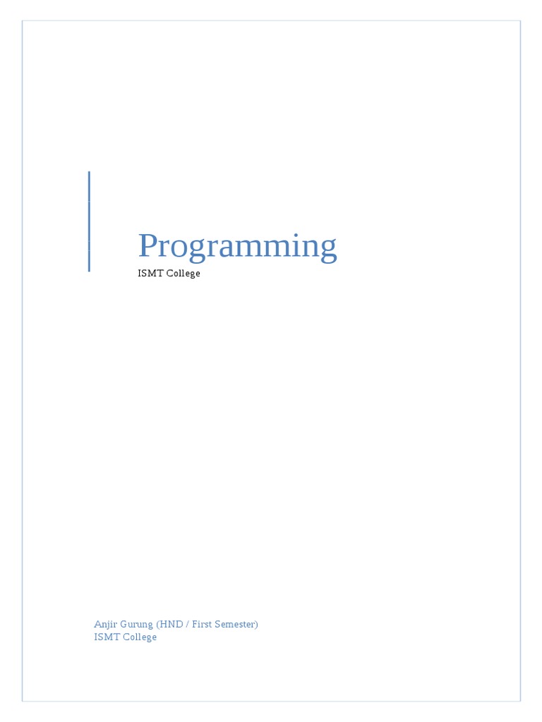 Programming at ISMT | PDF | Programming | Computer Program