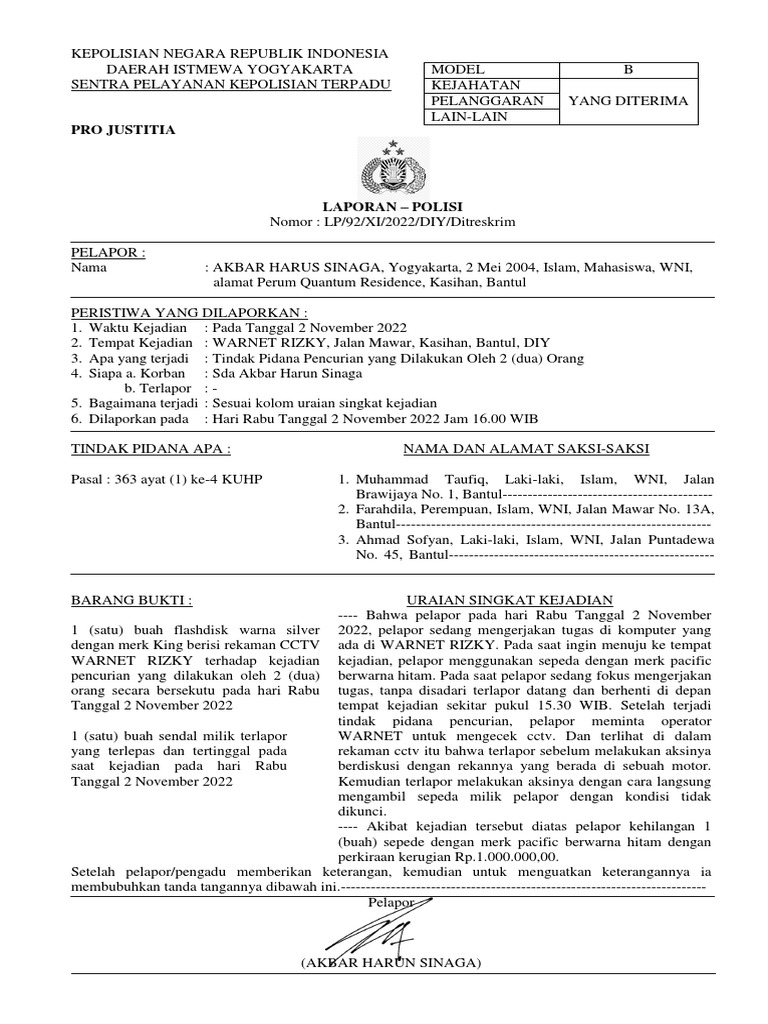 Laporan Polisi Pdf