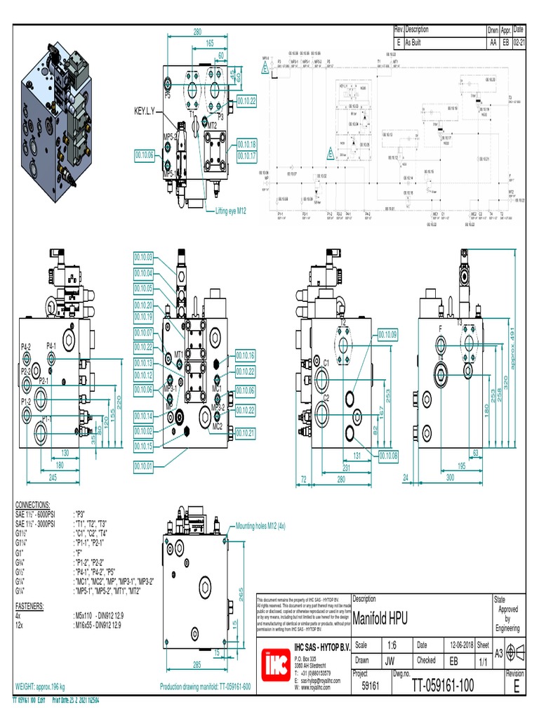 Manifold HPU Production Drawing TT-059161-100 | PDF