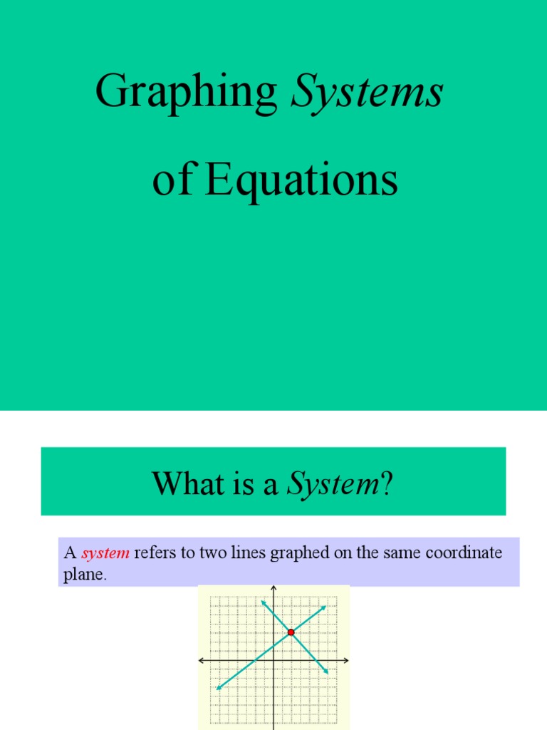 Graphing Systems of Equations: Finding the Point of Intersection | PDF ...