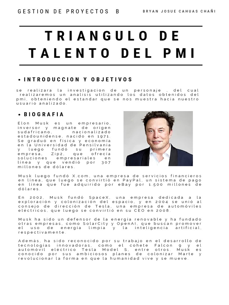 Triangulo de Talento Del Pmi: Introduccion Y Objetivos | PDF | Elon ...
