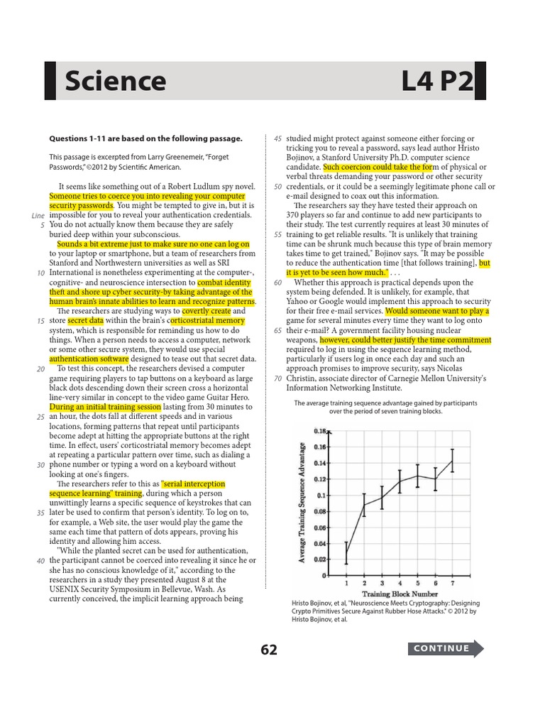 Science L4 P2: Questions 1-11 Are Based On The Following Passage | PDF ...
