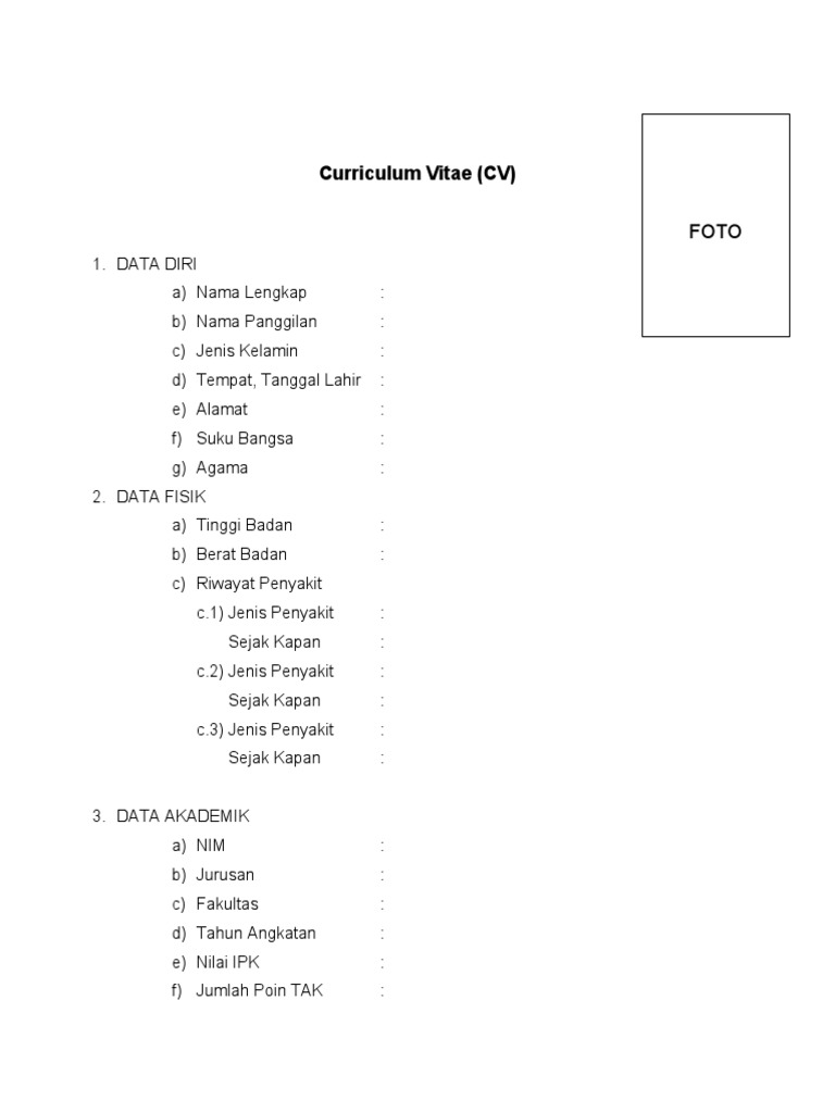 Curriculum Vitae (CV) Panitia PKKMB 2023 | PDF