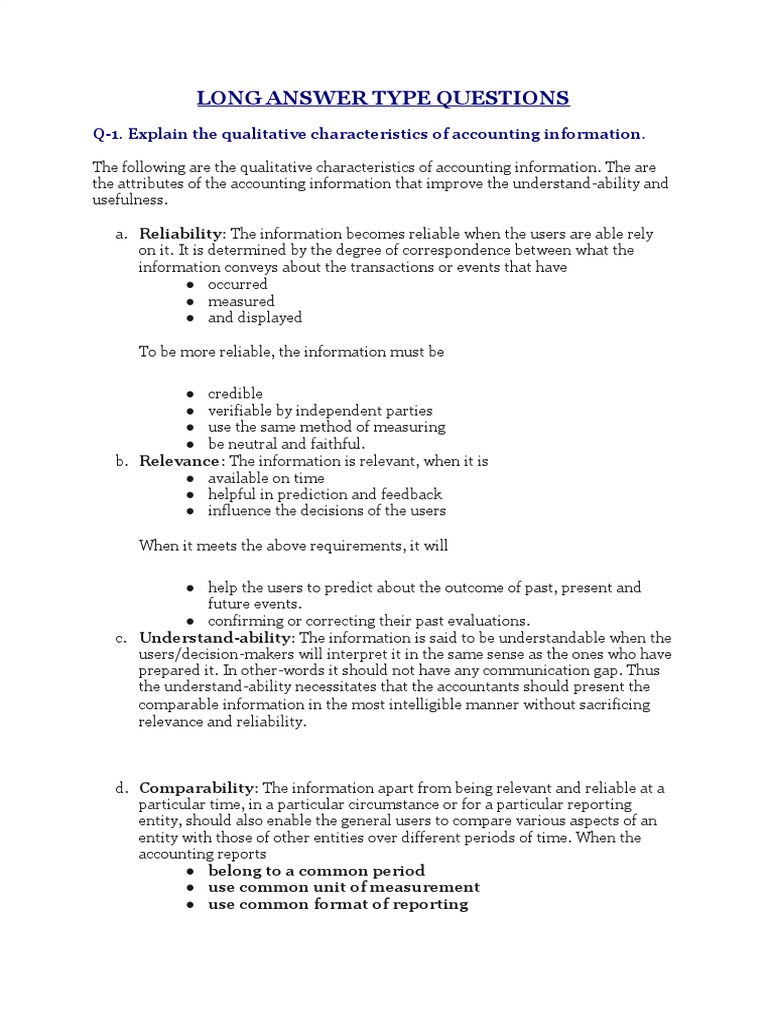 Long Answer Type Questions | PDF