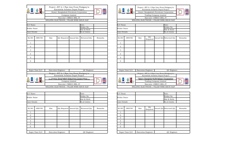 Electrode Issue Slip | Download Free PDF | Welding | Construction