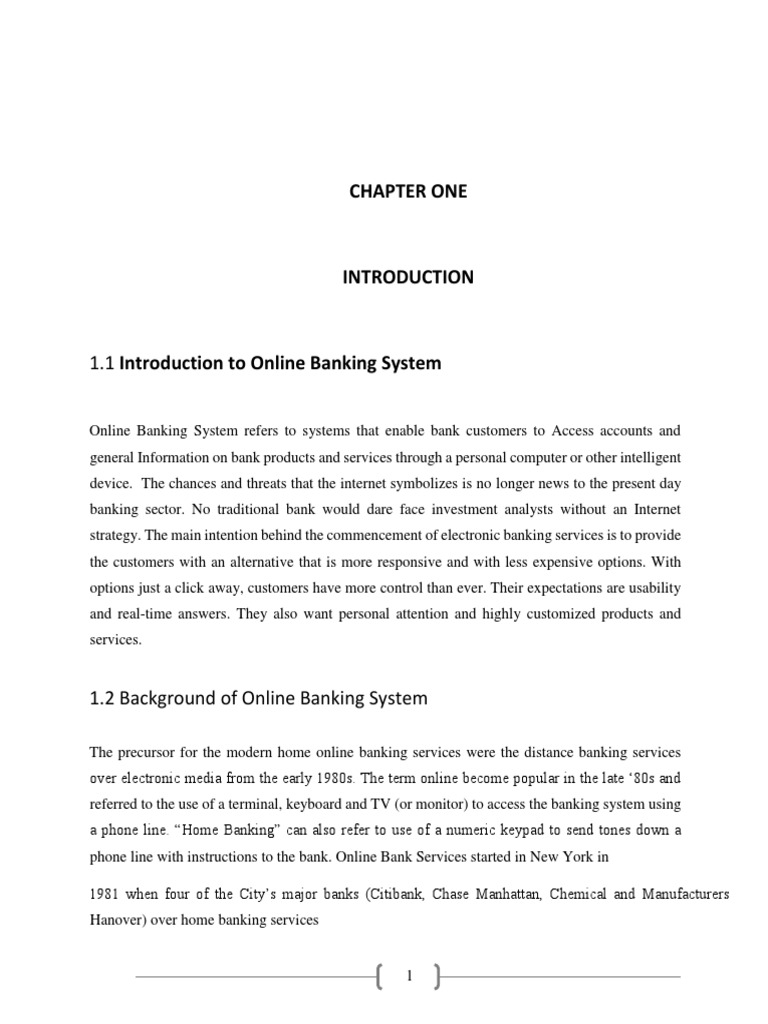 1.1 Introduction To Online Banking System: Chapter One | Download Free PDF | Online Banking ...