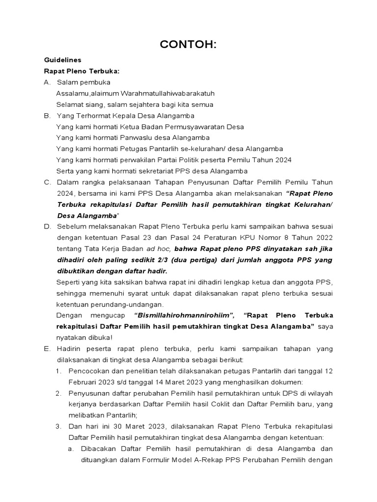Edit - 1 TEMPLATE UNDANGAN RUNDOWN PEMBUKAAN RAPAT PLENO TERBUKA DPHP PPS | PDF