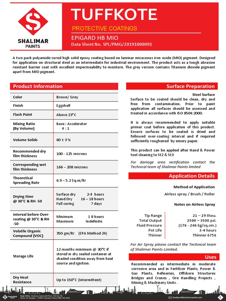 Tuffkote: Epigard Epoxy Finish Epigard HB Mio | Download Free PDF ...