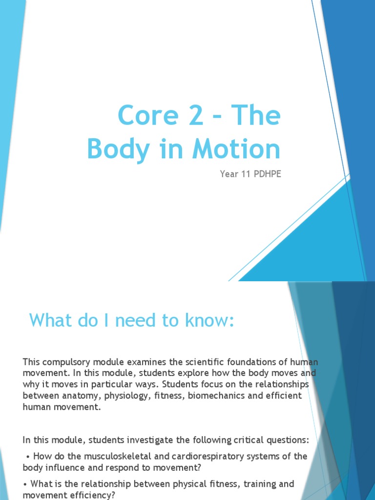 Core 2 - The Body in Motion: Year 11 PDHPE | PDF | Anatomical Terms Of ...