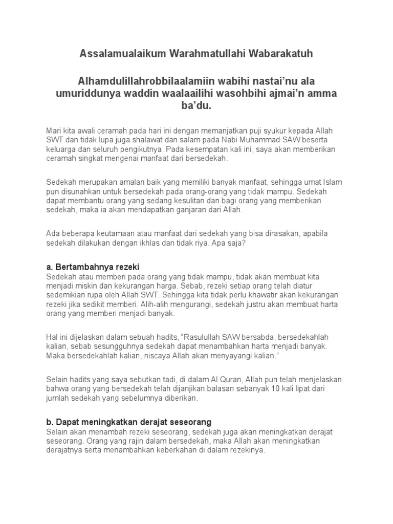 Kultum Sedekah | PDF