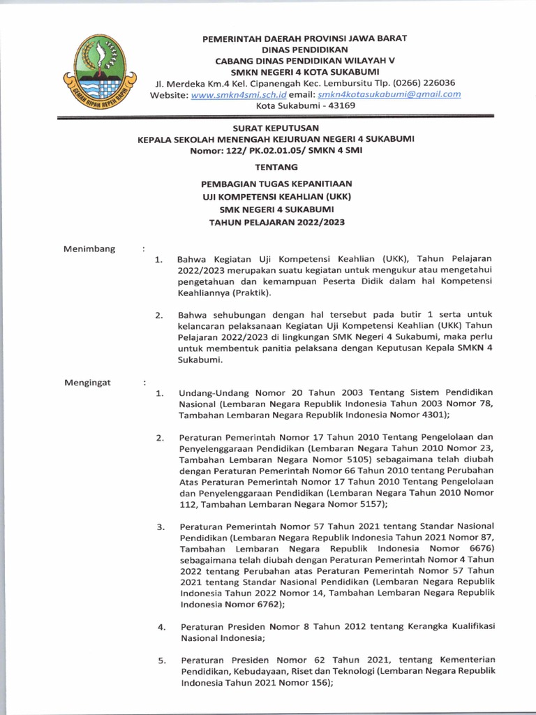 SK Tim Panitia Ukk (Ujikom) Ta 2022-202320230210 - 08343179 | PDF