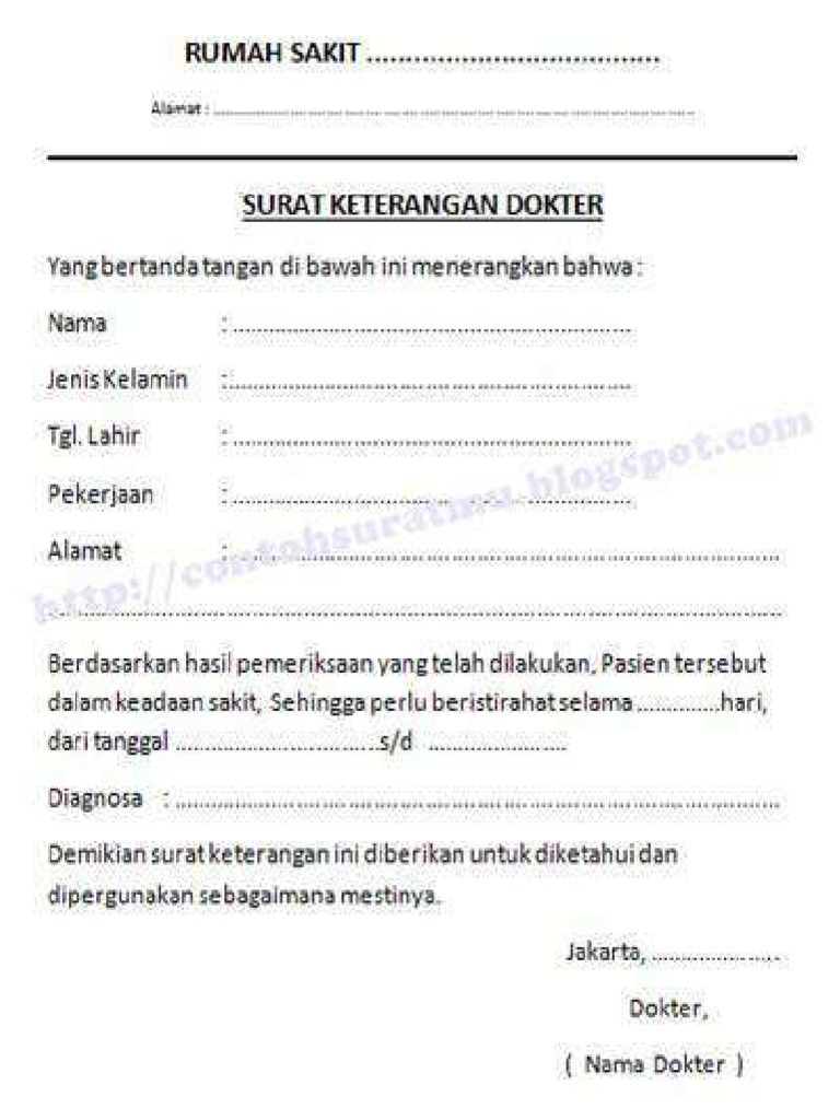 Contoh Surat Sakit Dokter | PDF