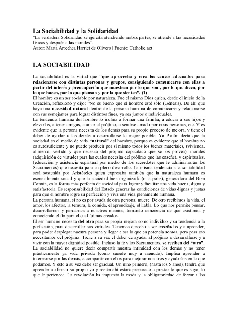 Sociabilidad y Solidaridad | PDF | Amor | Socialización