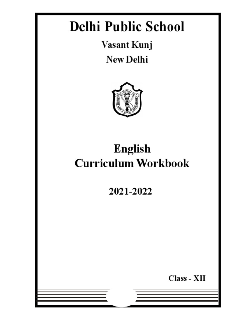 DPS Vasant Kunj Class XII 2021-22 English Curriculum Workbook | PDF ...