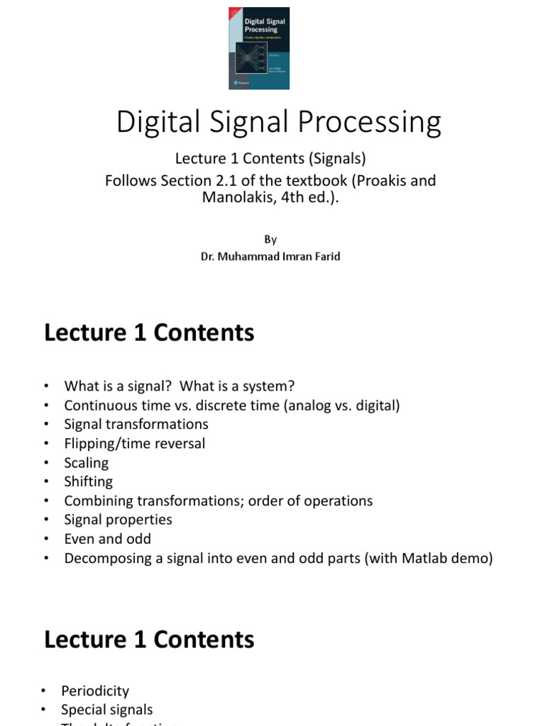 Lecture 1 Signals – Signals And Systems – NDDI