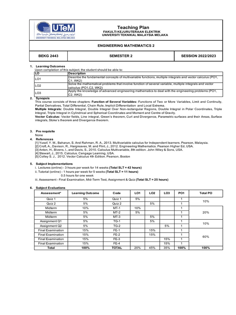 TP Bekg 2443 Sem2 20222023 | PDF | Integral | Multivariable Calculus