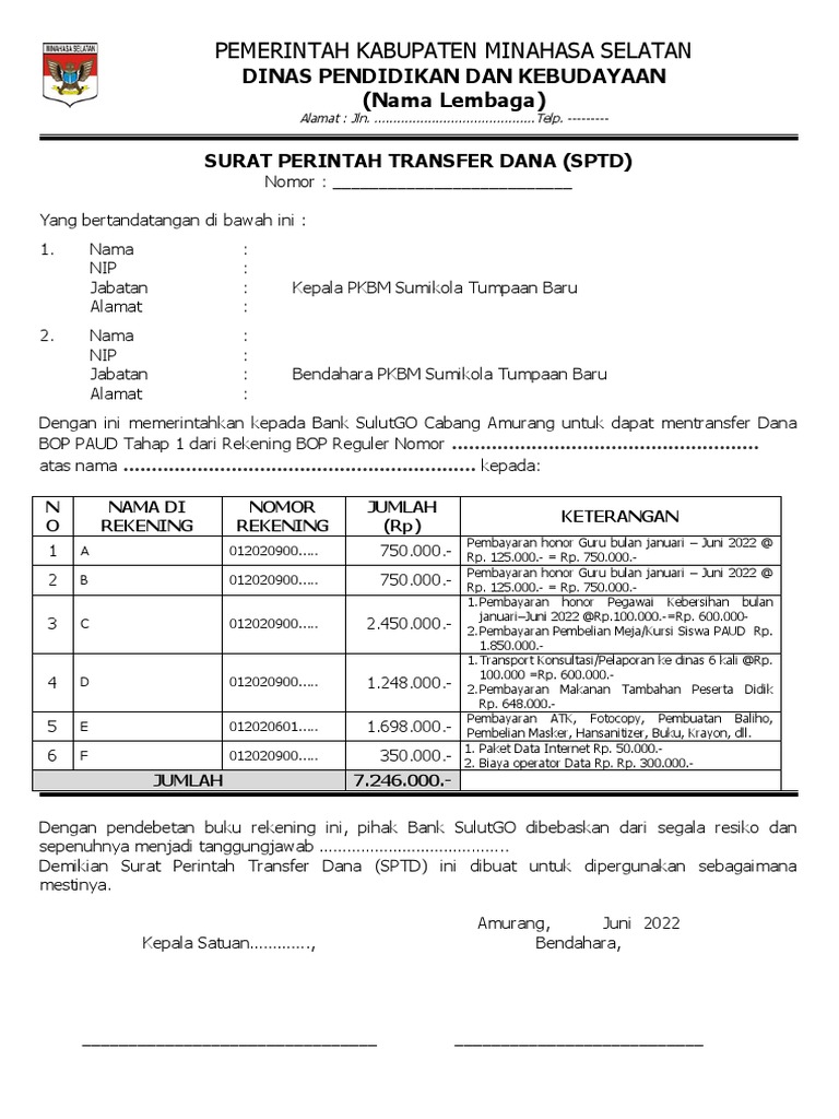 Contoh SPTD Fix | PDF