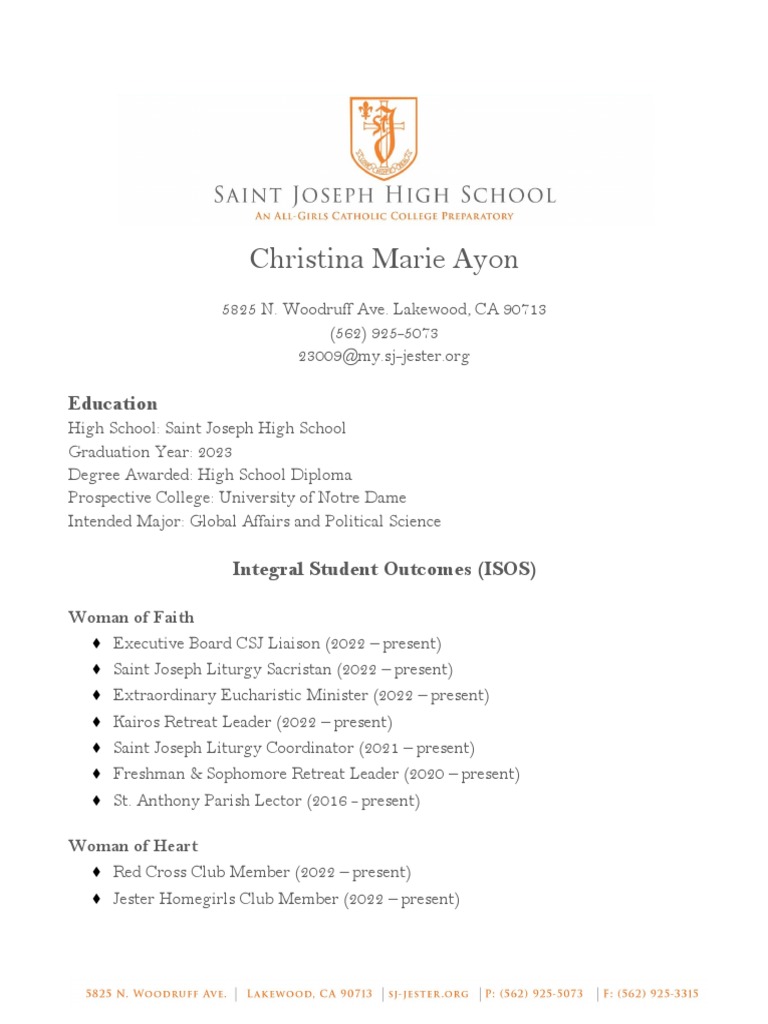 Senior Capstone Resume Template | PDF