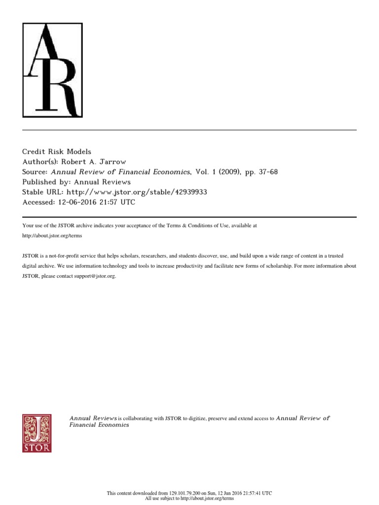 Credit Risk Models Par Robert A. Jarrow | PDF | Derivative (Finance ...