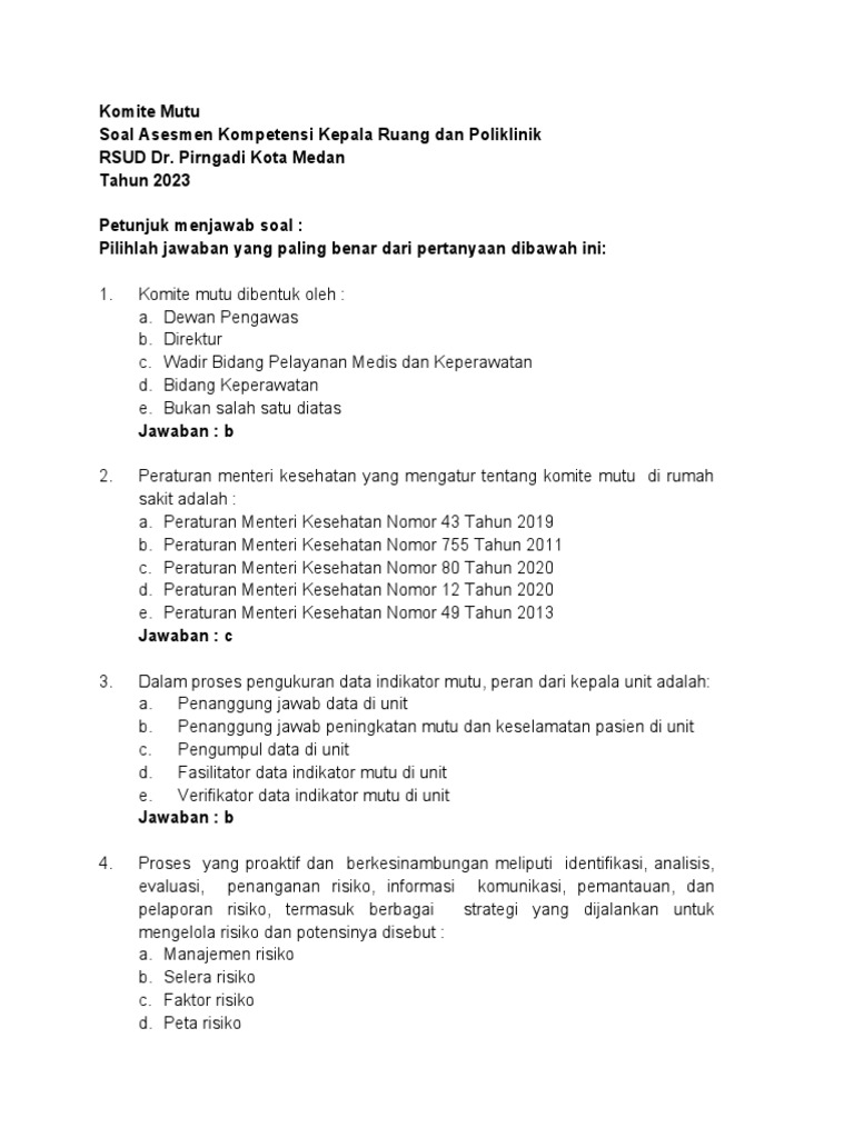 Soal - Kom - Mutu - 2023 | PDF