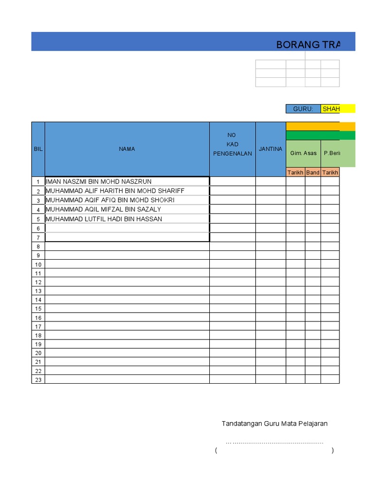 1ib Borang Transit PBD PJK Ting 1 2023 | PDF