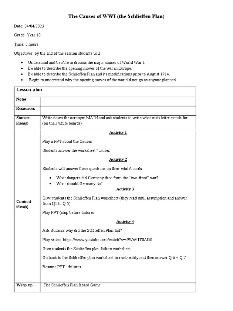 The Schlieffen Plan | PDF