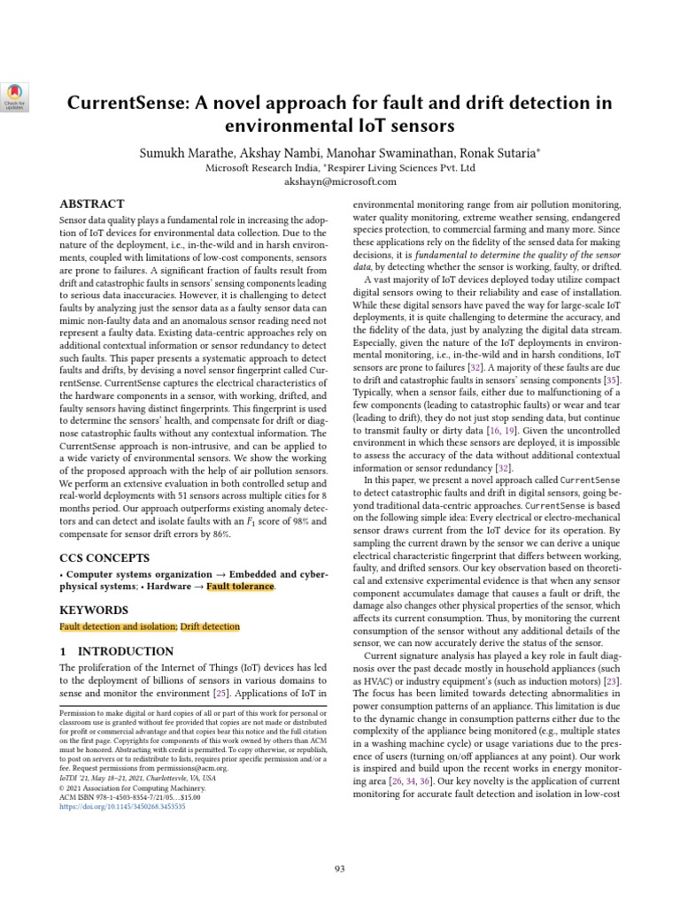A Novel Approach For Fault And Drift Detection In Environmental Iot Sensors Pdf Internet Of