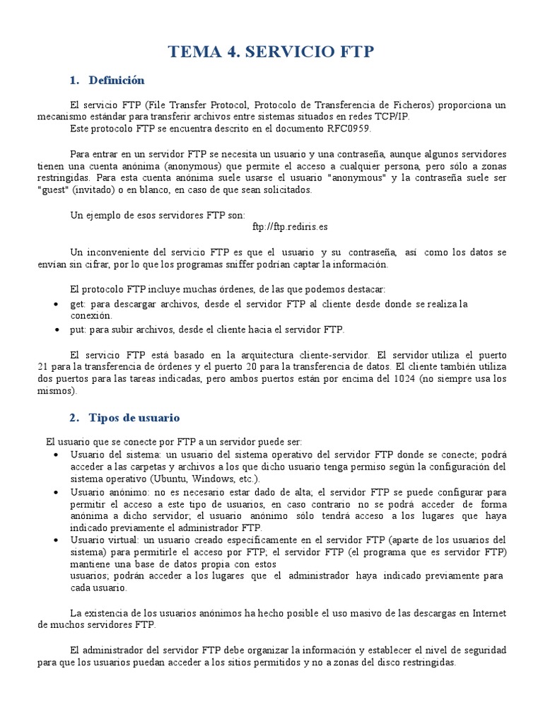 Tema 3-FTP | PDF | Protocolo de transferencia de archivos | Archivo de computadora