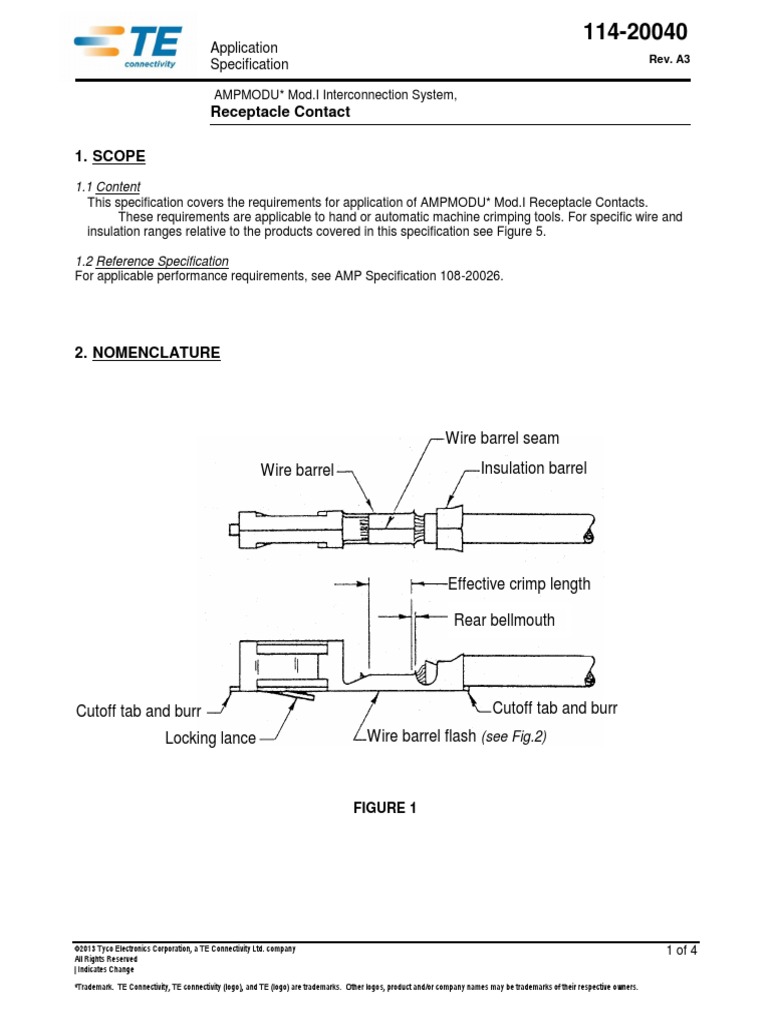 Receptacle Contact: Wire Barrel Seam Insulation Barrel Wire Barrel ...