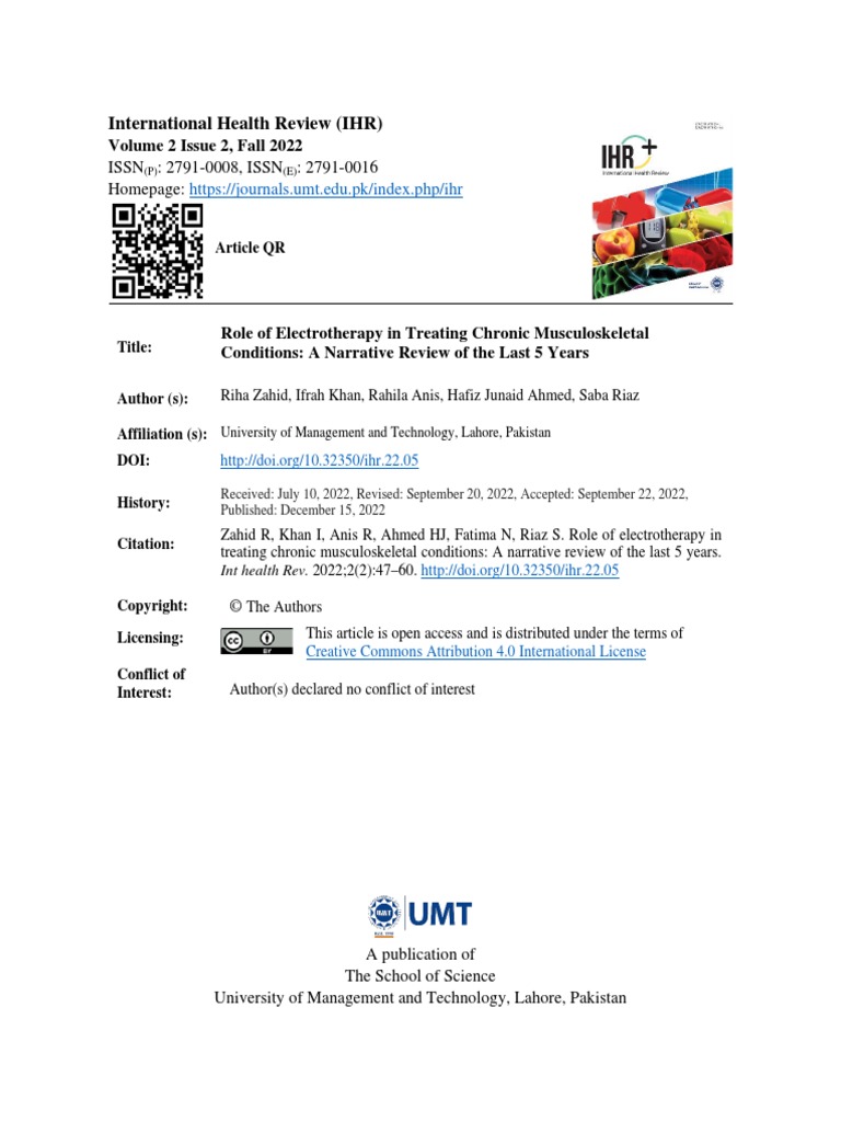 Role of Electrotherapy in Treating Chronic Musculoskeletal Conditions ...