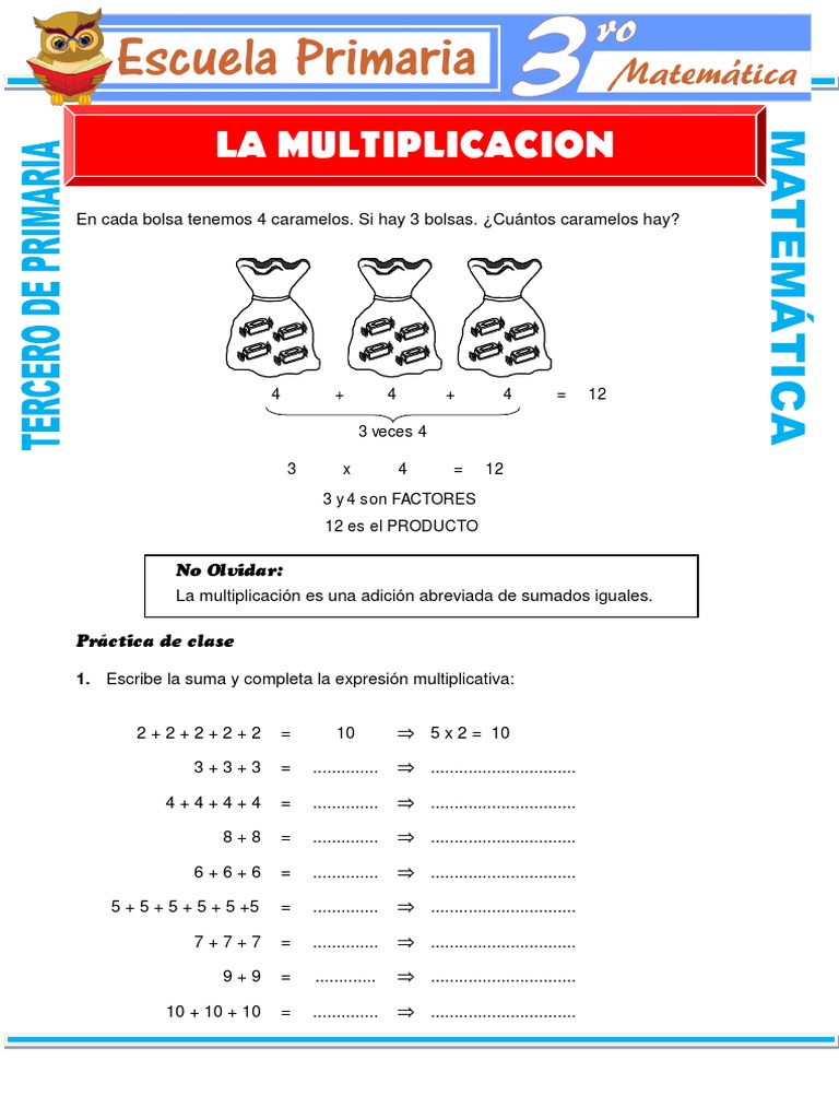 La Multiplicación 3 Grado De Primaria Pdf Método Científico