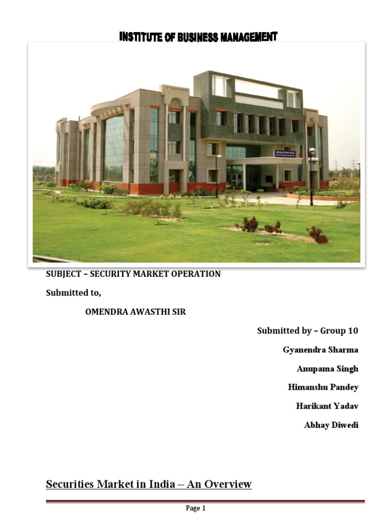 Securities Market in India: An Overview of Key Participants, Market ... Securities Market in India: An Overview of Key Participants, Market ...