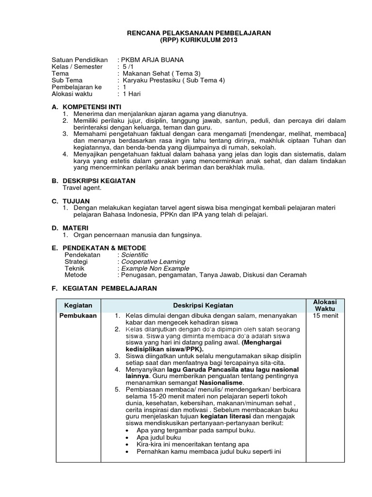 Contoh RPP Paket A, B, Dan C | PDF
