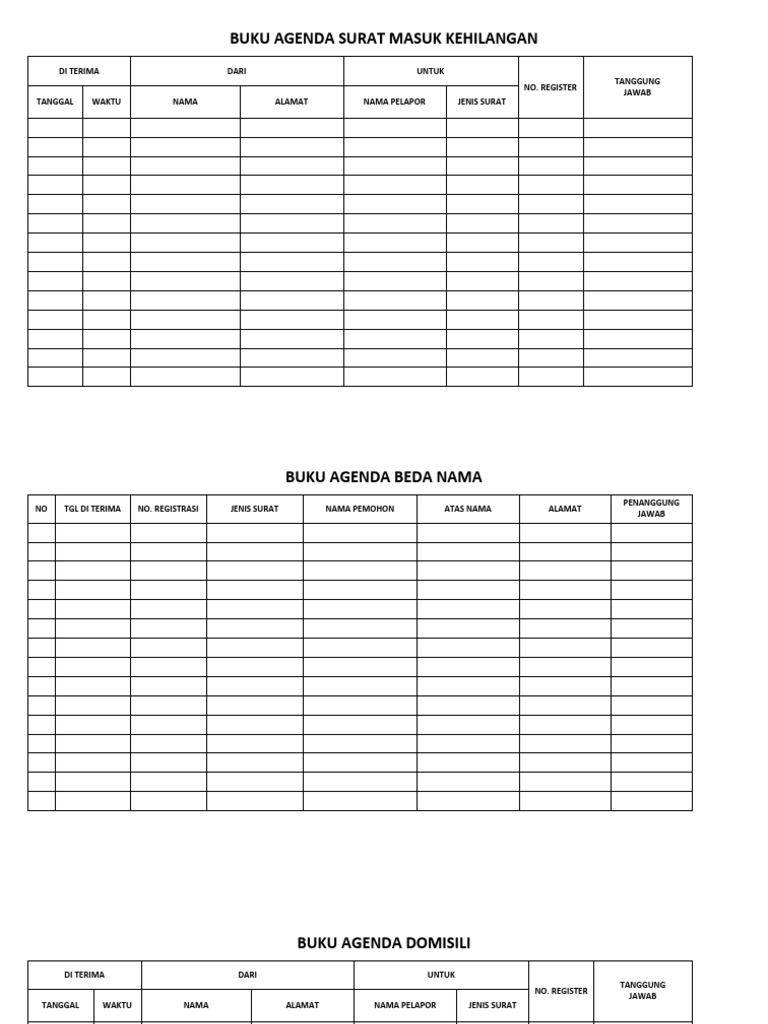 Buku Agenda Surat Masuk Dan Keluar | PDF