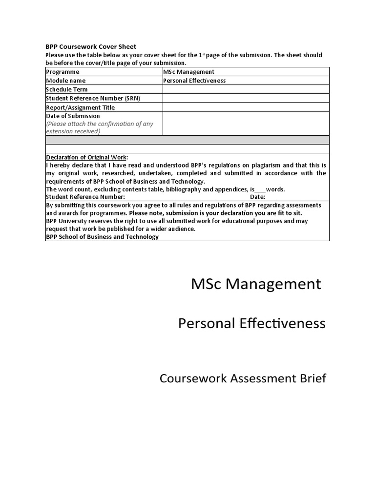 MSc Management Personal Effectiveness Report | PDF | Evaluation ...