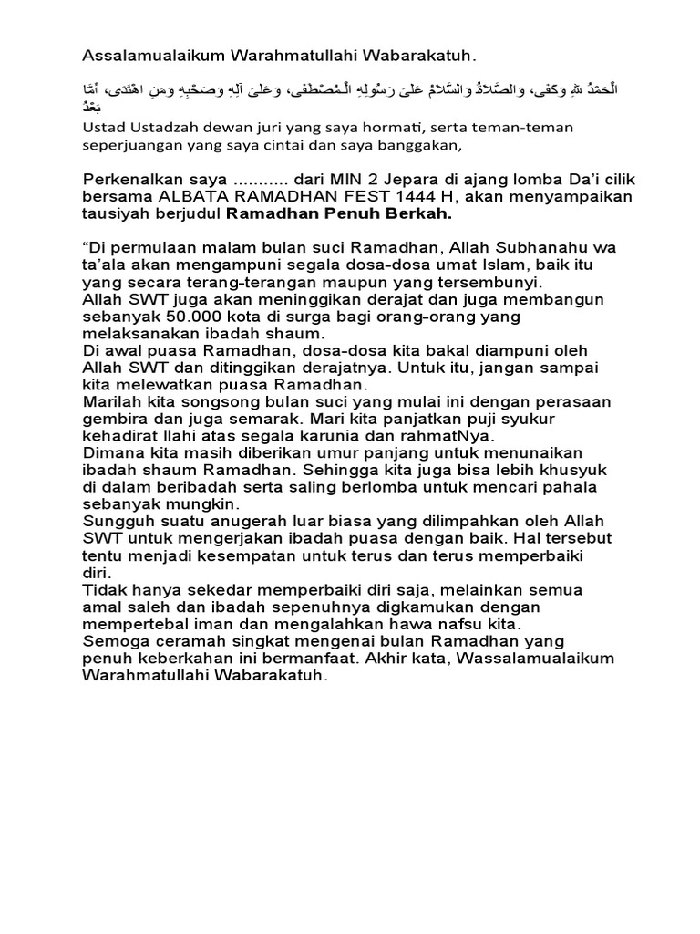 Alvin - RAMADHAN PENUH BERKAH | PDF