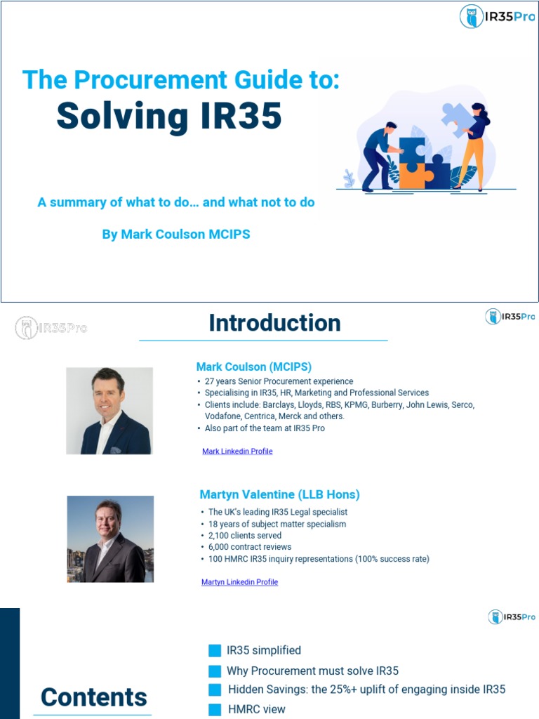 Procurement IR35 Presentation For Companies | PDF | Employment | Insurance