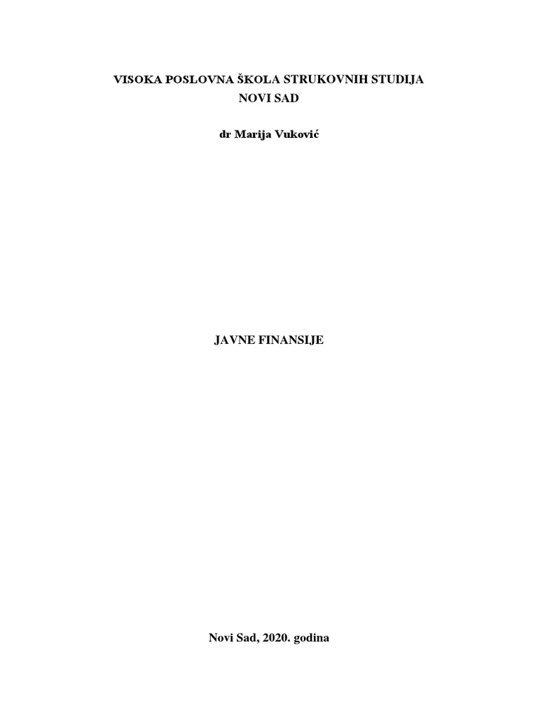 Javne Finansije Vukovic Marija | PDF