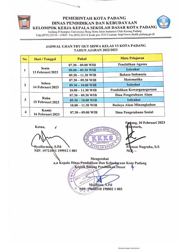 Jadwal TO PAS SD - 2023 | PDF
