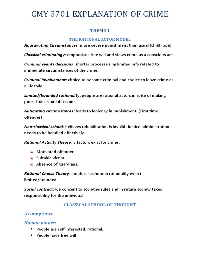 Rational Actor Model in Criminology | PDF