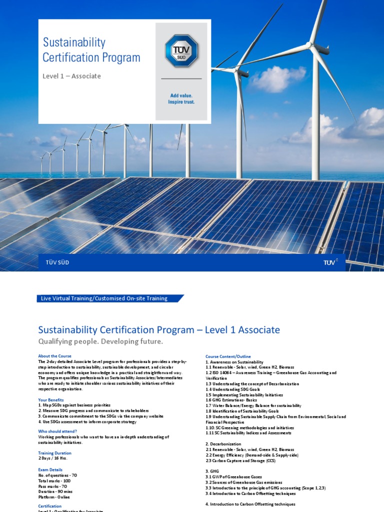 TÜV SÜD Sustainability Certification Program Level 1 | PDF ...
