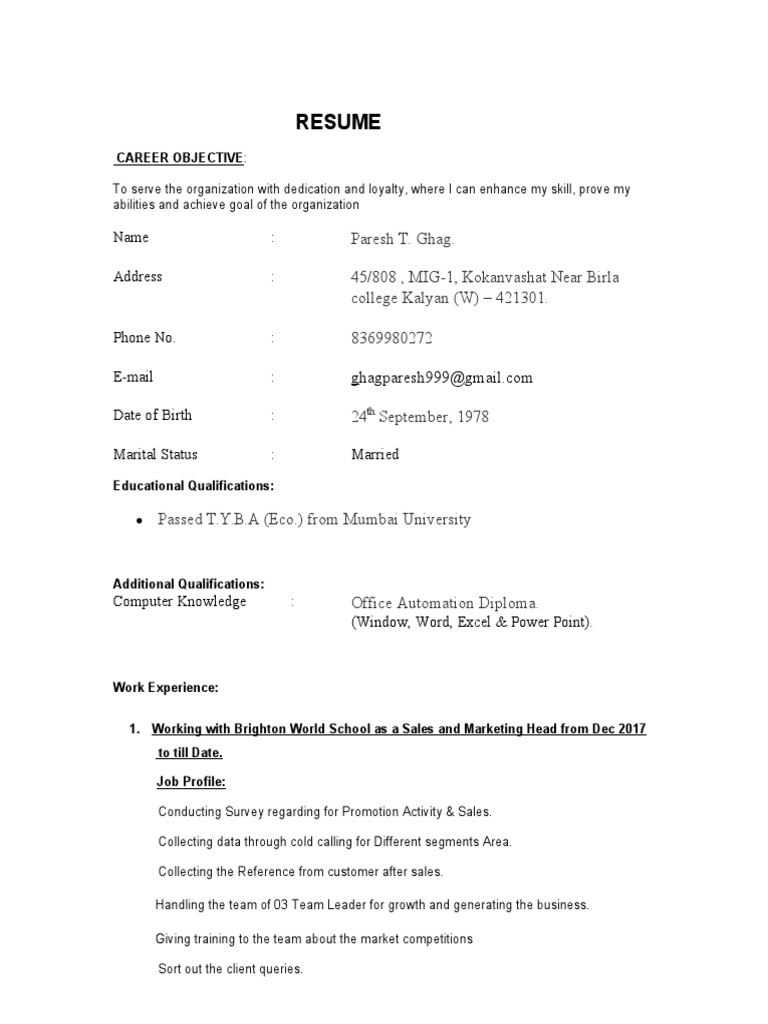 Paresh Resume 1 | PDF