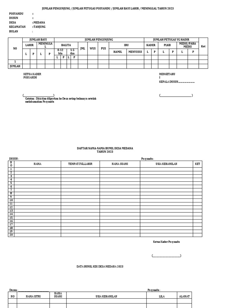 Blangko Laporan Posyandu - 014545 | PDF