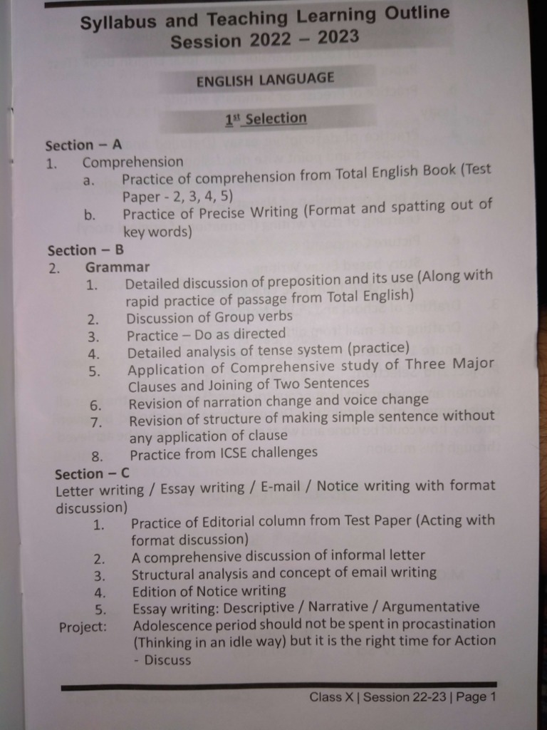 Class 10 Syllabus | PDF