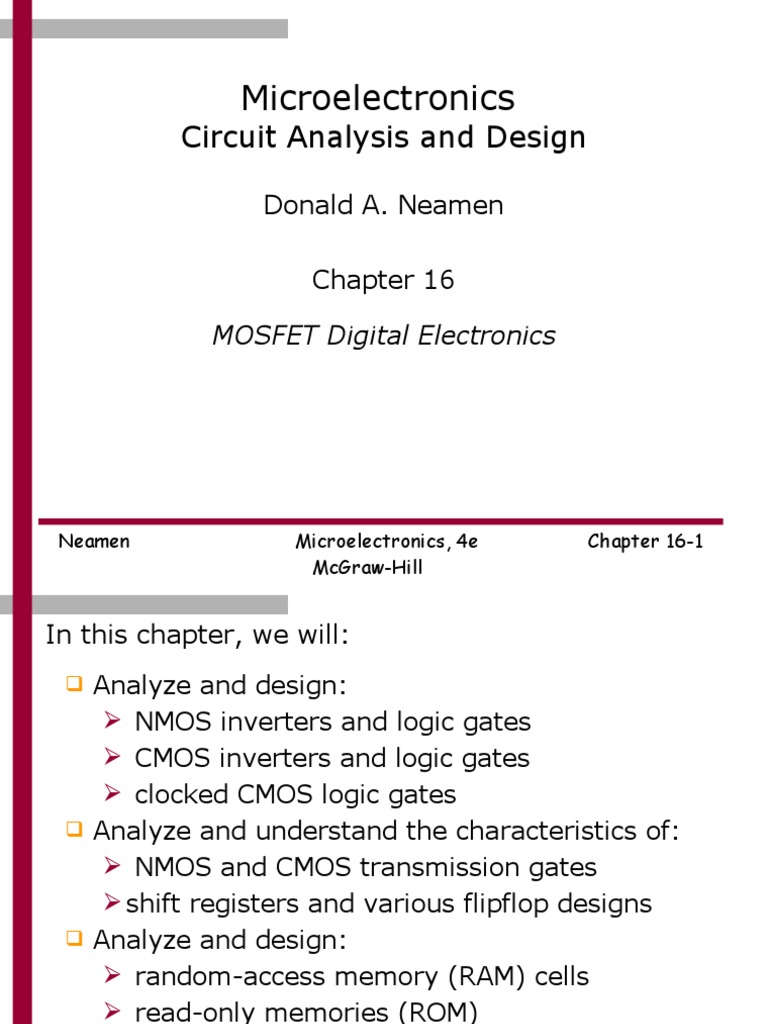 Analysis and Design of MOSFET Digital Electronics Components including ...
