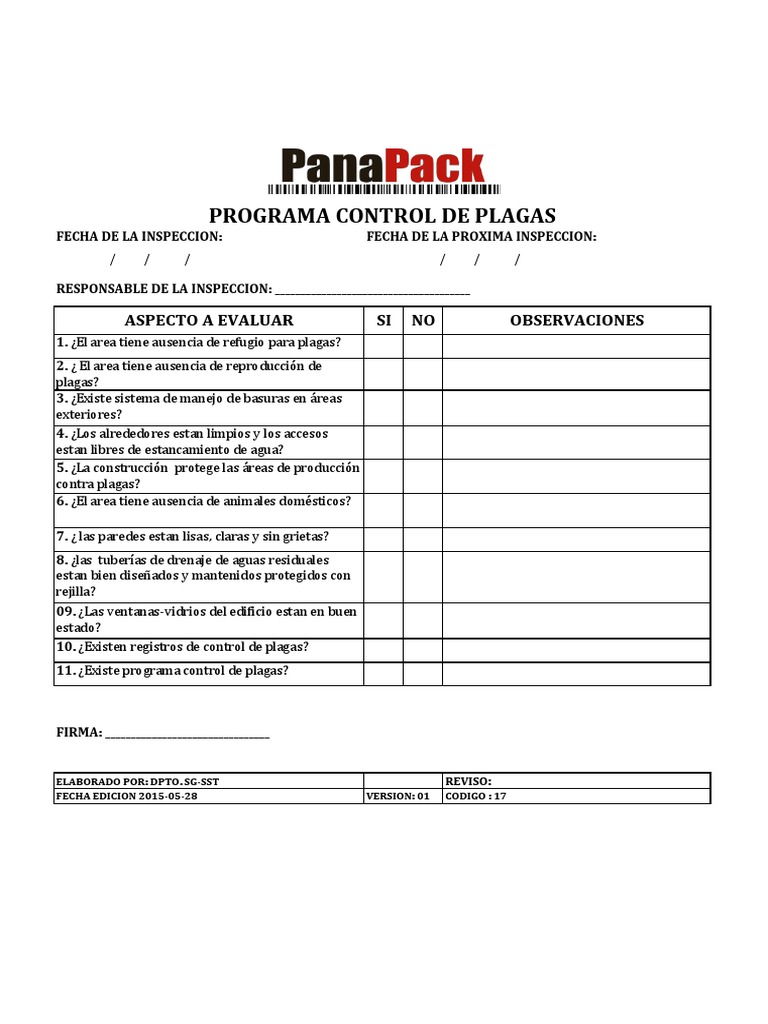 PRograma de Control de Plagas | PDF PRograma de Control de Plagas | PDF