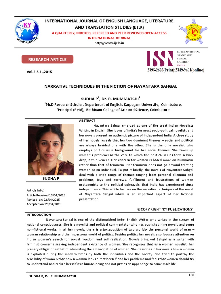Narrative Techniques in The Fiction of Nayantara Sahgal | PDF | Novels | Feminism