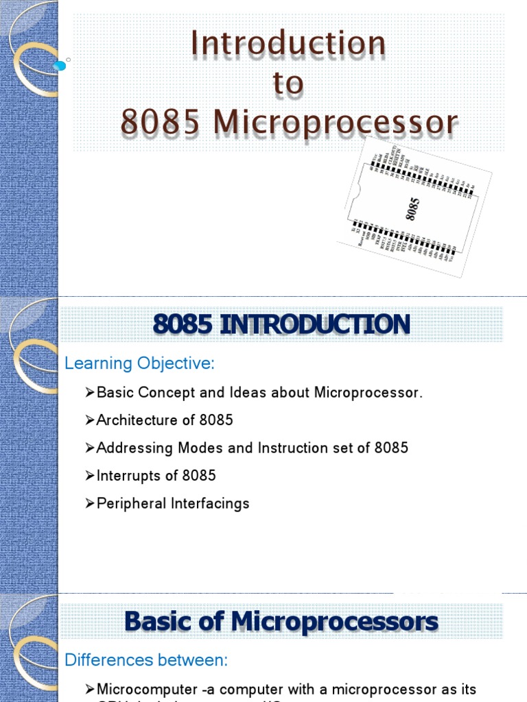 Introduction To 8085 Microprocessor | PDF | Central Processing Unit | Microprocessor
