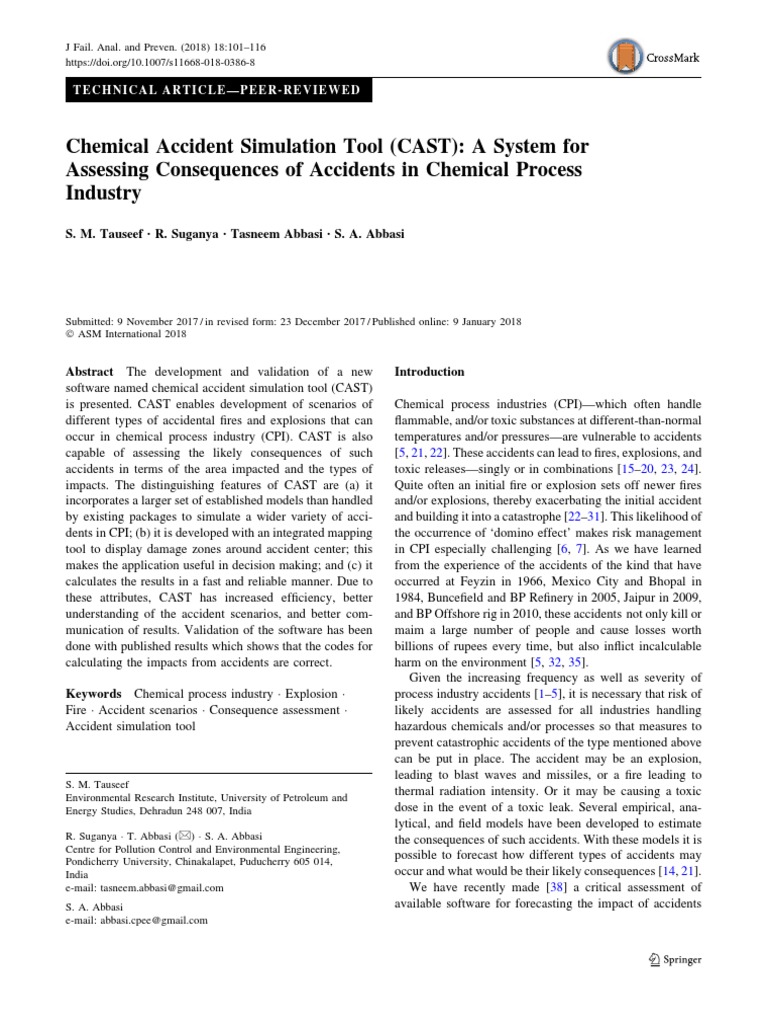 Chemical Accident Simulation Tool (CAST) A System For Assessing ...